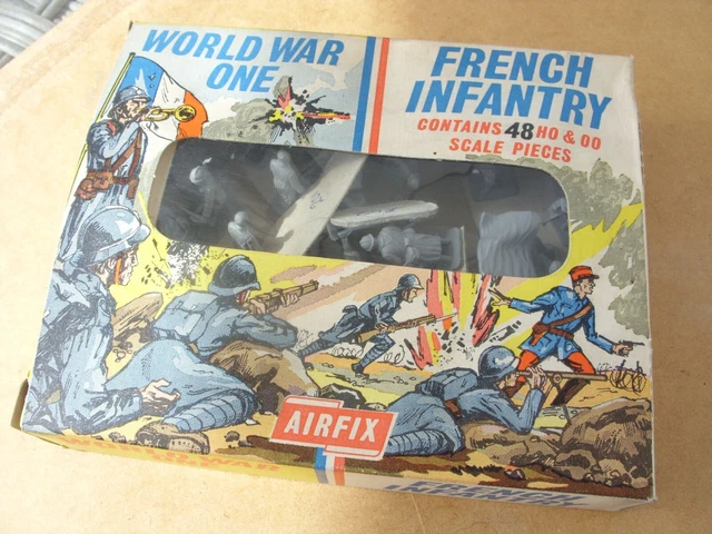 VINTAGE AIRFIX WW1 French Infantry HO & OO scale 1st type window box ...