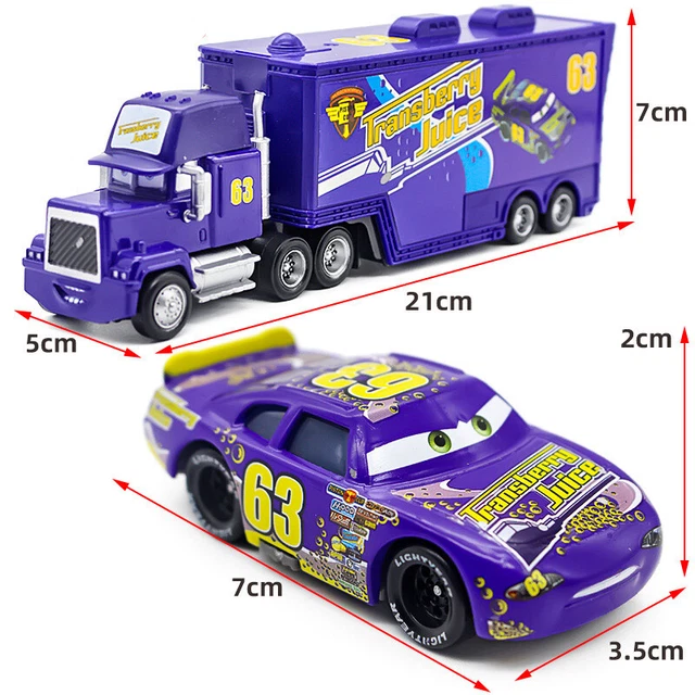 SET OF 2 Disney Pixar Cars No.63 Transberry Juice Hauler Truck Diecast ...