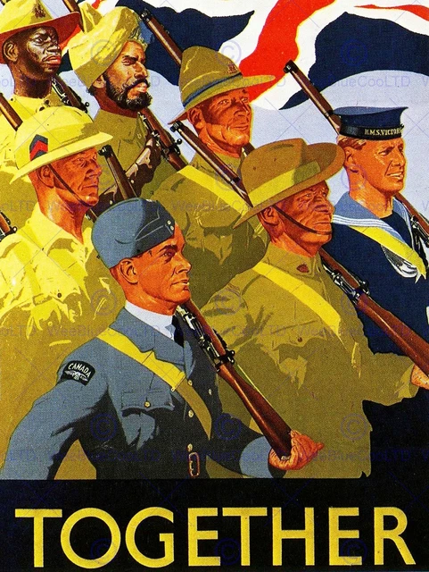 PROPAGANDA WAR WWII Uk Empire Commonwealth Soldier Sailor Flag Poster ...