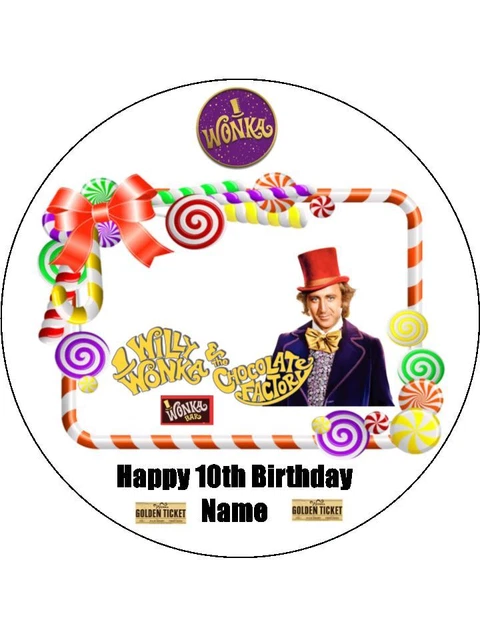 WILLY WONKA EDIBLE Cake Toppers Wafer Birthday Cupcake Decorations (3 ...
