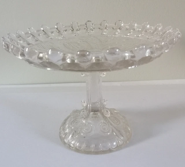 ELÉGANT & VINTAGE - Très Joli Compotier Ancien en Verre Pressé (vers ...
