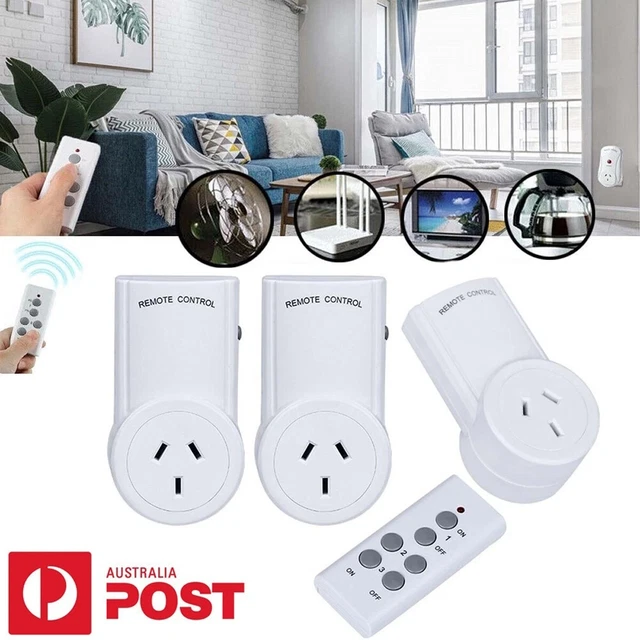 AU PLUG 3 Main Outlet Power Point Socket+1 Smart Home Wireless Remote ...