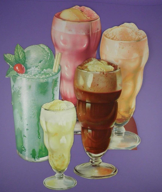 ORIGINAL 1950S AMERICAN Diner Paper Die Cut Signs - Soda/Floats/Shakes ...