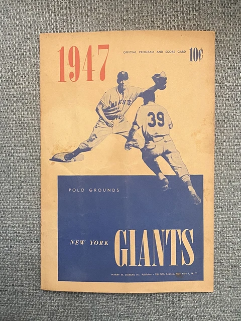 1947 BROOKLYN DODGERS at NY Giants Program Non marqué Jackie Robinson ...