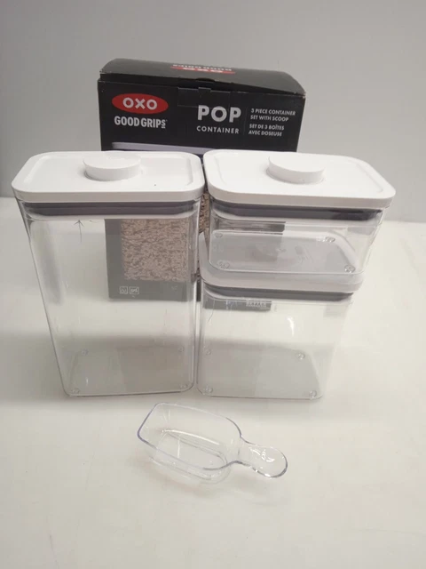 OXO GOOD GRIPS 3-teiliges rechteckiges POP-Behaelter-Set ,Set 1.6L + 2.6L EUR 34,48 - PicClick DE