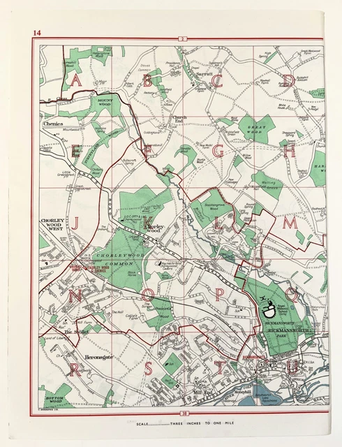 LARGE VINTAGE 1960S London Map - RICKMANSWORTH, CHORLEY WOOD, SARRATT ...