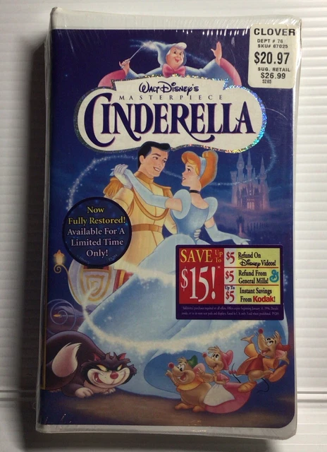 CINDERELLA (VHS TAPE, 1995, Walt Disney Home Entertainment) Movie ...