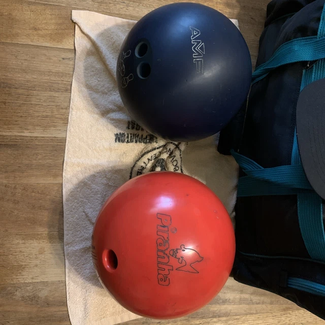 PIRANHA 300 & AMF Competition Bowling Balls, Left Holes, 1994, Restive ...