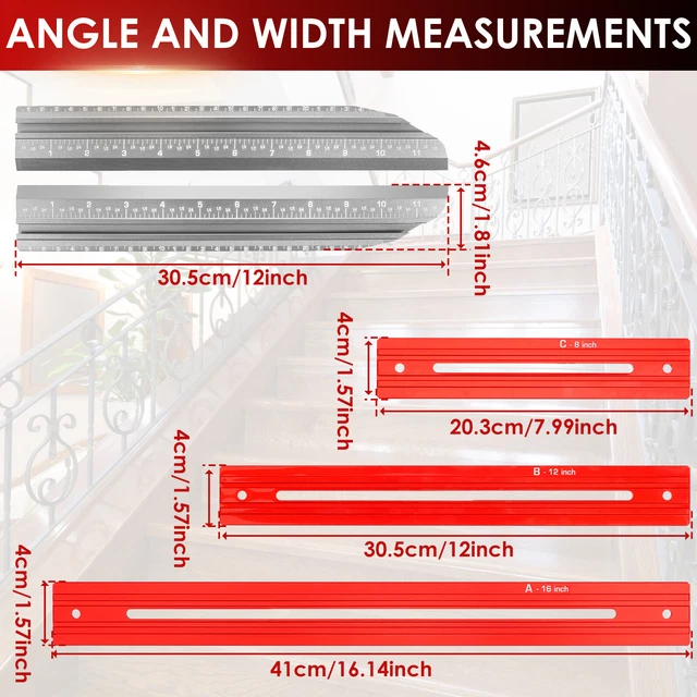 STAIR MEASURING TOOL Set High Precision Stair Step Measuring Template ...