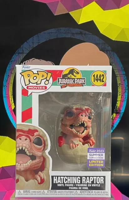 Funko Pop Hatching Raptor 1442 Jurassic Park 30th Anniversay Sdcc 2023