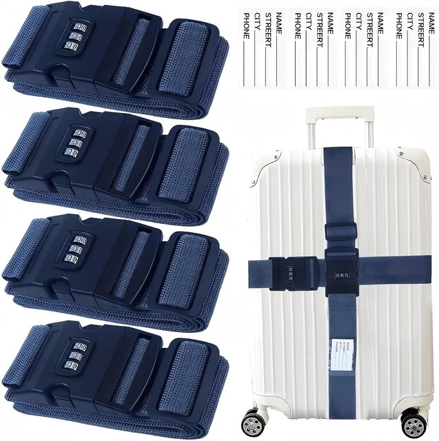 LUGGAGE STRAPS FOR Suitcases 4 Pack Grey, 2M Adjustable Travel Suitcase ...