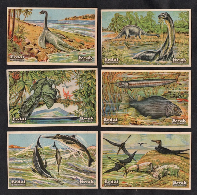 JURASSIC DINOSAURS ERDAL German Card Set 1928 Prehistoric Animals Fish ...