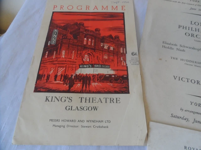 50S/60S THEATRE PROGRAMMES Glasgow Kings York Minster Philharmonic Albert Hall £12.50 - PicClick UK