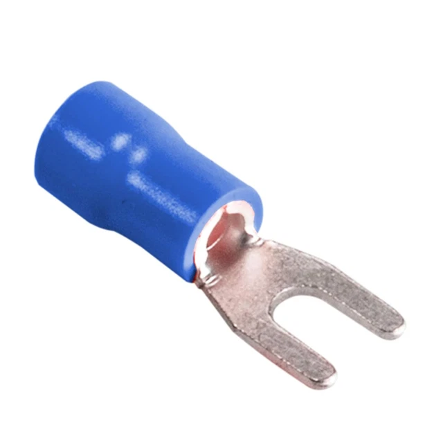 100PK INSULATED FORK Spade Connectors - 16-14AWG Blue Crimp Terminals ...