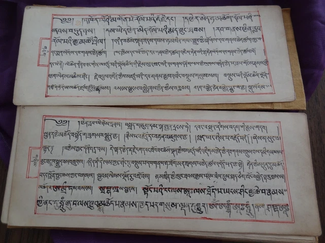 ANTIQUE MONGOLIAN TIBETAN Buddhist Handwritten Complete Manuscript With ...