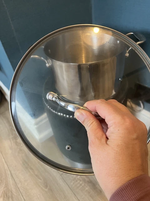 JOHN LEWIS COOK/STOCK Pot/Pan, Stainless steel, 7.5 Litres, With Glass ...