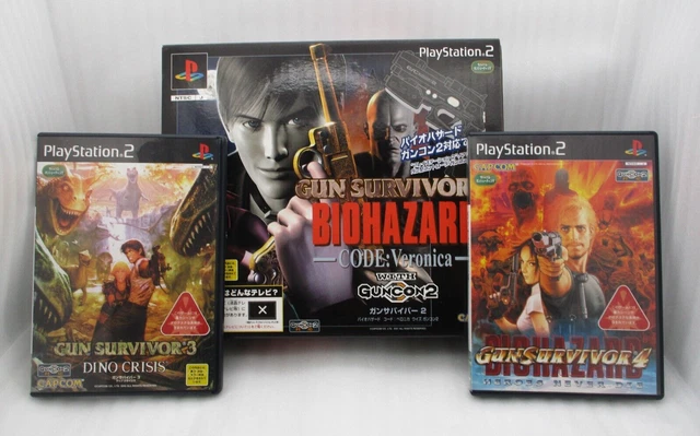 PS2 BIOHAZARD DINO Crisis Pistolet Survivor 2, 3, 4 3Games W/Guncon 2 ...
