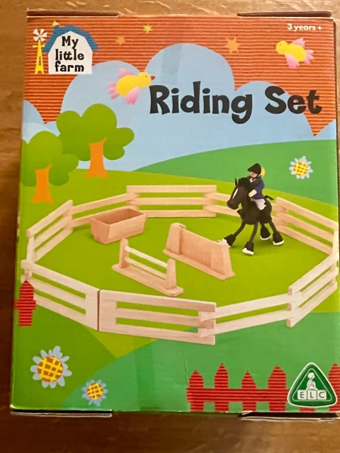 ELC WOODEN FARM Set with Plastic Animals and Wooden Farmhouse £25.68 ...