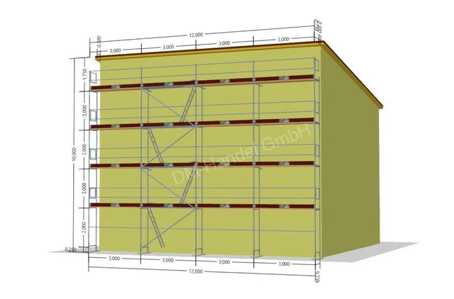 FASSADENGERÜST 126QM BAUGERÜST Stahlgerüst Holzböden Gerüst Durchstieg 3m Feld EUR 5.165,00 ...