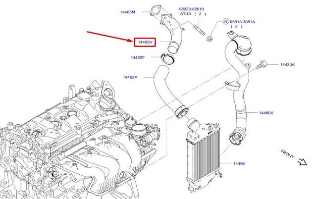 TUBE D'ADMISSION D'ÉCHANGEUR intermédiaire NISSAN X-TRAIL T32 ...
