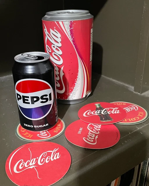 COCA COLA COASTERS in Coke Can Reuseable Canister with Unused Coasters ...