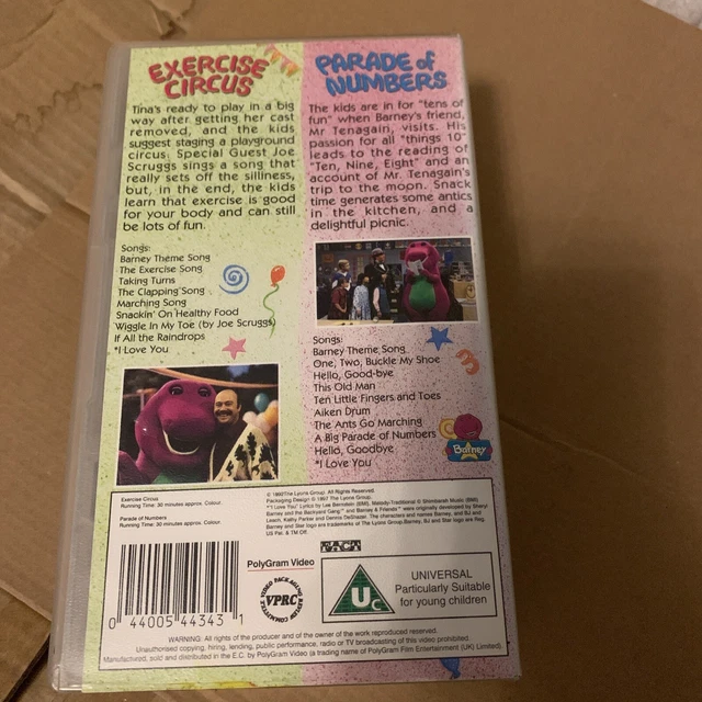 BARNEY - EXERCISE Circus / Parade Of Numbers (Double Pack) (VHS, 1997 ...