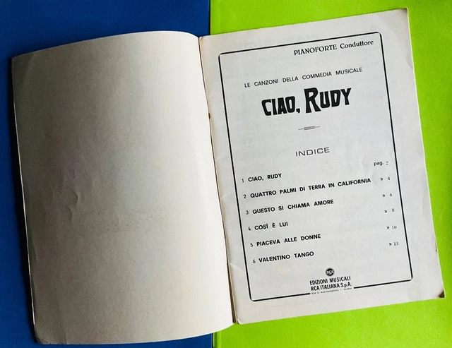 TROVAIOLI RARO SPARTITO MUSICALE 1966 | CIAO, RUDY | Raffaella CARRA ...