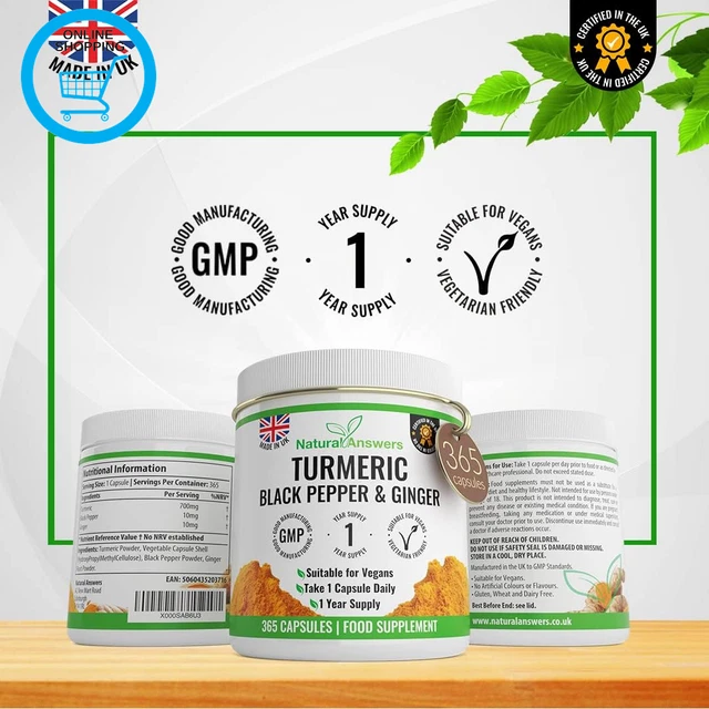365 TURMERIC, BLACK Pepper & Ginger Capsules - High Strength Turmeric ...