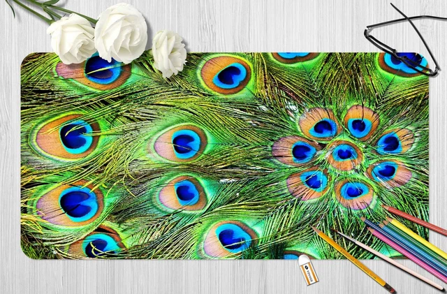 3D PEACOCK FEATHER 4 Texture Non-slip Office Desk Mouse Mat Big ...