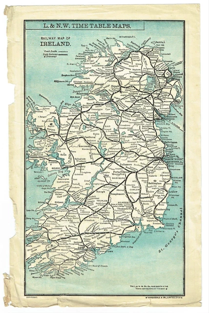 MAP LONDON AND North Western Railway Ireland Dublin £18.00 - PicClick UK