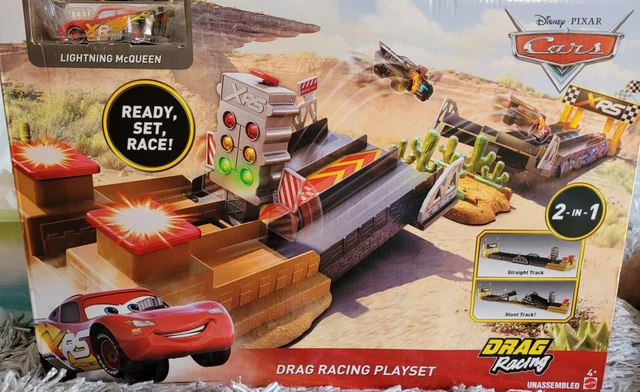 DISNEY PIXAR CARS XRS Drag Racing Playset w/Lightning McQueen MATTEL ...