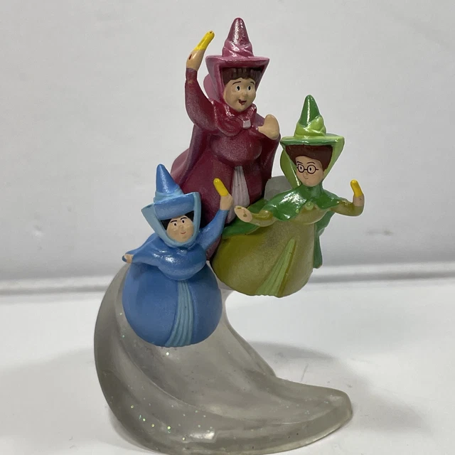 DISNEY SLEEPING BEAUTY Fairies Flora Fauna Merryweather 3" PVC Cake ...