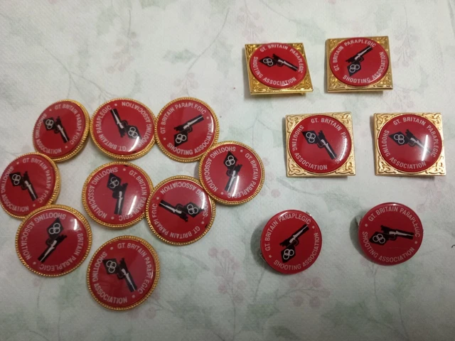 GREAT BRITAIN PARAPLEGIC Shooting Association Badges Bundle Job Lot £9. ...