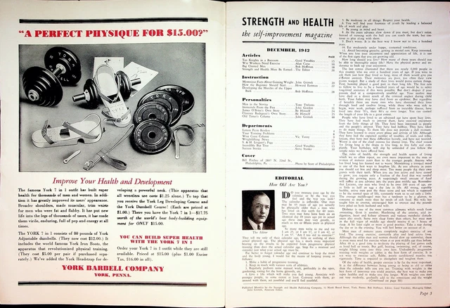 VINTAGE 1942 STRENGTH and Health Magazine Bill Fischer Weightlifting ...