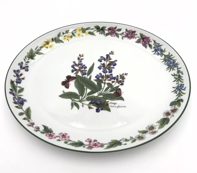 LARGE ROYAL WORCESTER Herbs Sage Oval Platter/Plate Green Trim Floral ...