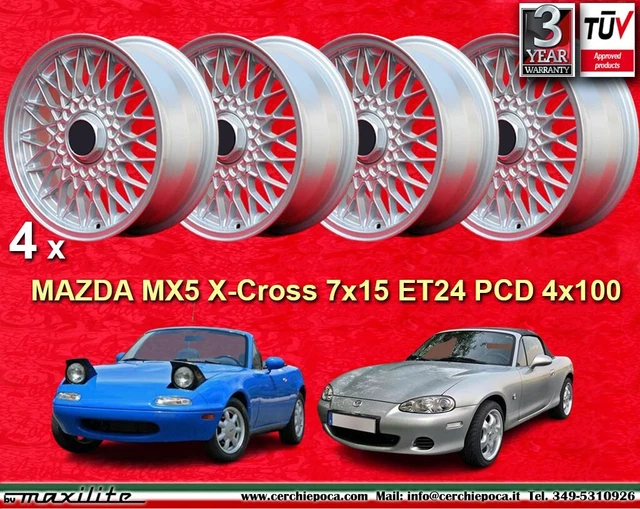 4 CERCHI BBS style MAZDA MX5 NA NB 7x15 4x100 ET24 Wheels Felgen Jantes ...