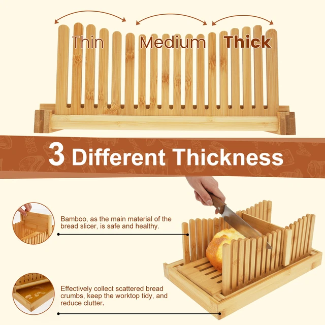 BREAD SLICER BAMBOO Bread Slicing Guide Thickness Adjustable Bread ...