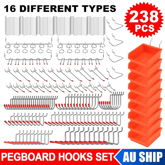 238X PEGBOARD HOOKS Hanger Organzier Kit Bins Part Storage Peg Board ...