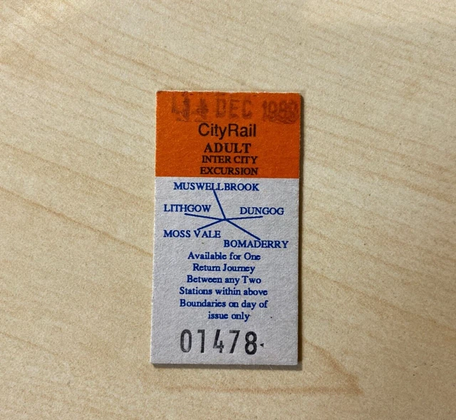 1980S STATE RAIL NSW train ticket Intercity £2.59 - PicClick UK