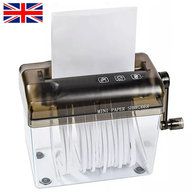 A6 MINI PAPER Shredder Hand Crank Personal Strip Cut Manual Shredder ...