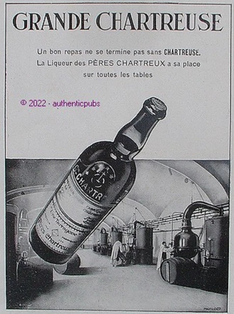 PUBLICITE GRANDE CHARTREUSE Liqueur Peres Chartreux Tarragone De 1936 ...