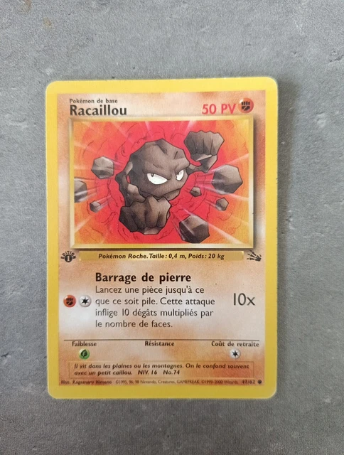 CARTE POKÉMON RACAILLOU 47/62 1ère Edition 1 Fossile Wizards FR EUR 1 ...