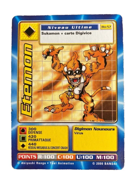 CARTE ETEMON DIGIMON French card toei animation bandai 1999 bo-57 EUR 2 ...