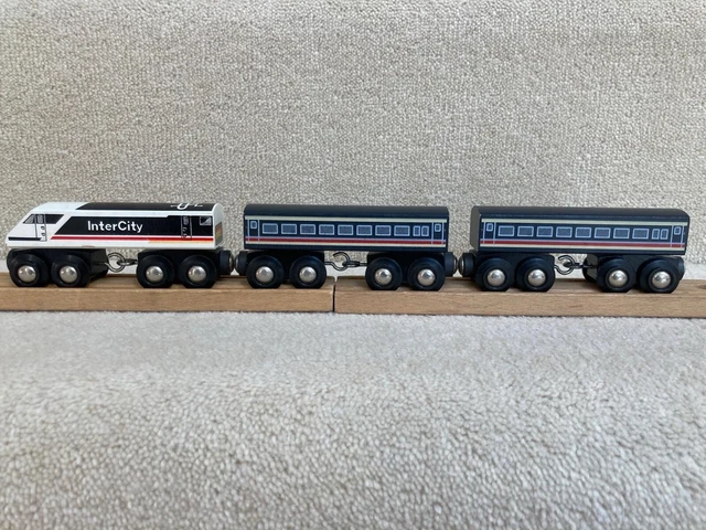 RARE VINTAGE 1994 Brio INTERCITY TRAIN with 2 PASSENGER CARS for Wooden ...