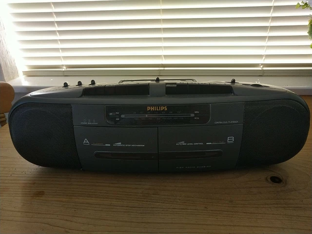PHILIPS 90'S BOOMBOX aw7050/05 Twin Cassette Recorder Vintage Radio £9. ...