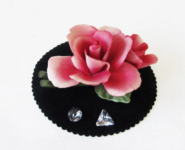 DOUBLE PORCELAINE VINTAGE Capodimonte Napoléon ROSE CHAUDE ROSE Italie ...