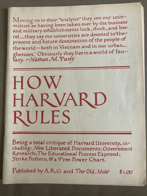 HOW HARVARD UNIVERSITY Rules Vintage Radical Old Mole Critique ...