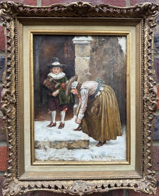 GEORGE EDWARD ROBERTSON (1864-1920) Winter street scene, signed oil on ...