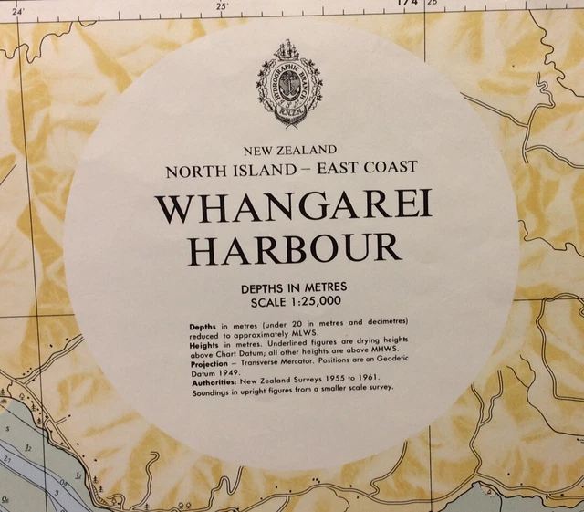 NEW ZEALAND SEA CHART No.N.Z.5213.WHANGARIE HARBOUR & MARSDEN POINT ...