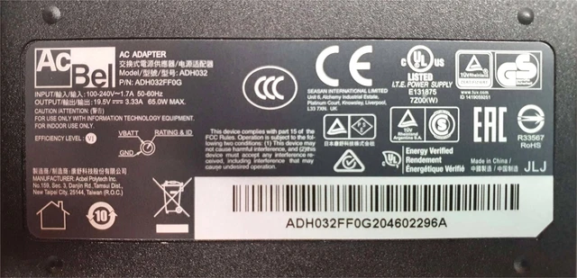 FOR HP COMPAQ Presario CQ62-231NR Acbel Laptop AC 65W Power Adapter ...